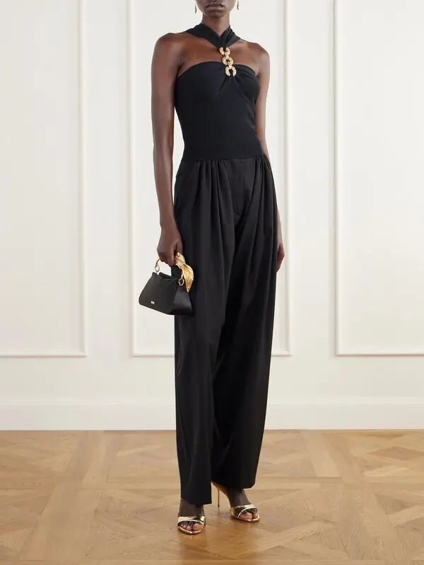 Cult Gaia Calla Gold-tone Floral-embellished Satin Top-handle Bag - Black