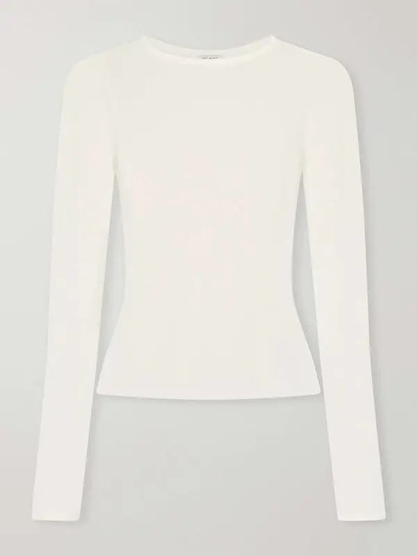 ST. AGNI Ribbed Merino Wool Knitted Top - Cream