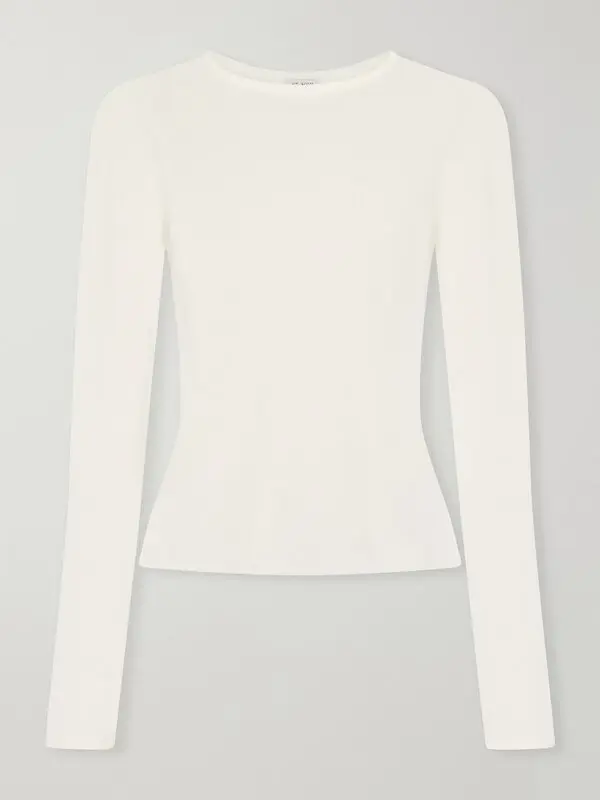 ST. AGNI Ribbed Merino Wool Knitted Top - Neutrals