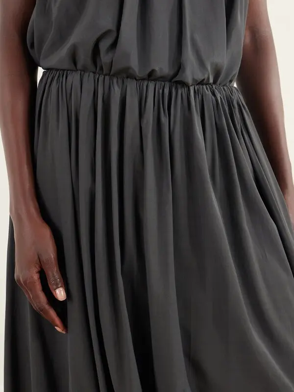 ST. AGNI Balloon Gathered Chiffon Midi Skirt - Gray