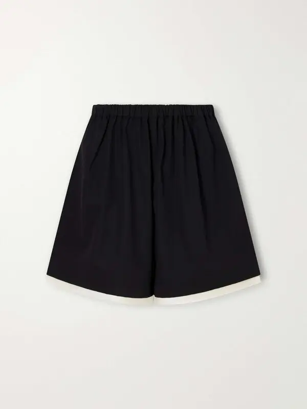ST. AGNI Satin-trimmed Wool-twill Shorts