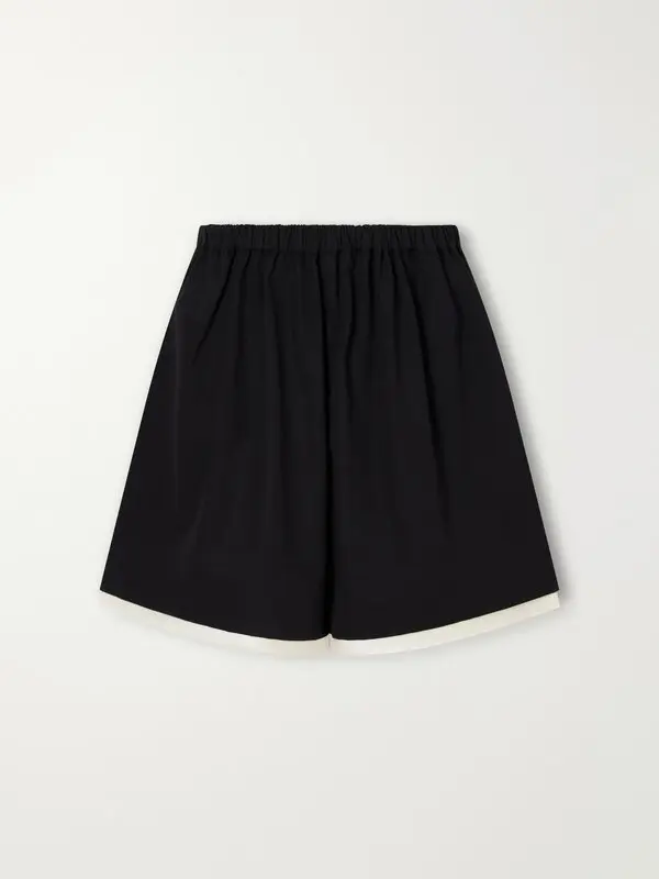 ST. AGNI Satin-trimmed Wool-twill Shorts - Black