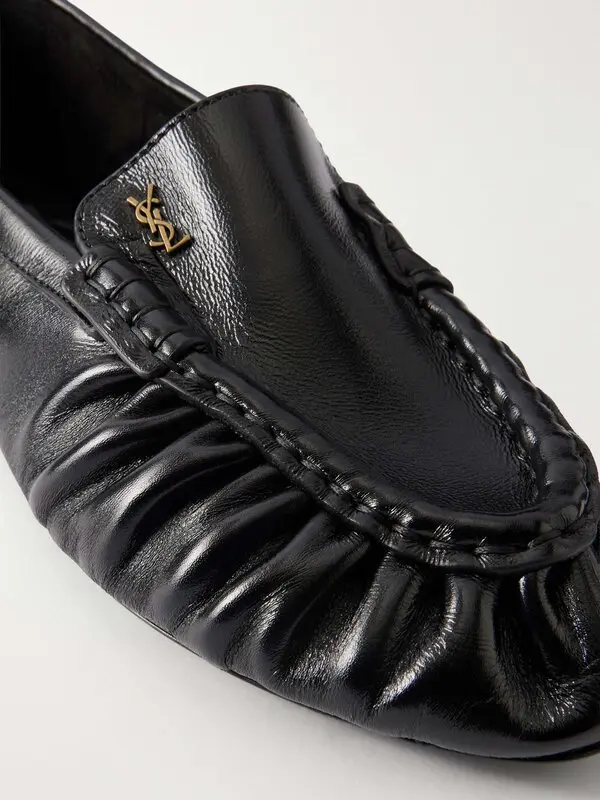 Saint Laurent Loaferino Gathered Leather Ballet Flats