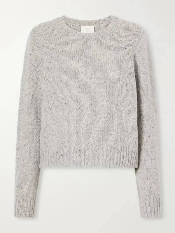 Suzie Kondi Selini Cropped Mottled Cashmere Sweater
