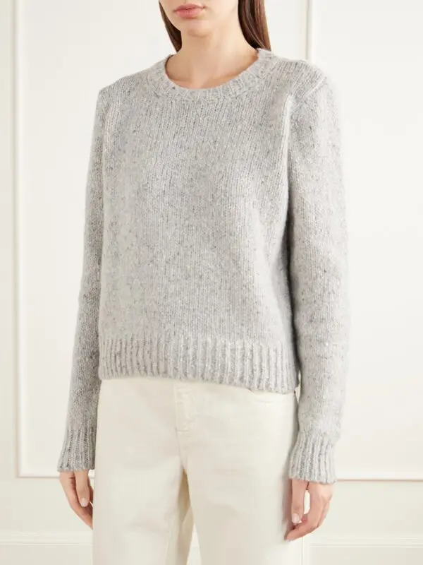 Suzie Kondi Selini Cropped Mottled Cashmere Sweater