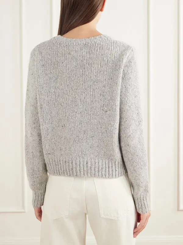 Suzie Kondi Selini Cropped Mottled Cashmere Sweater