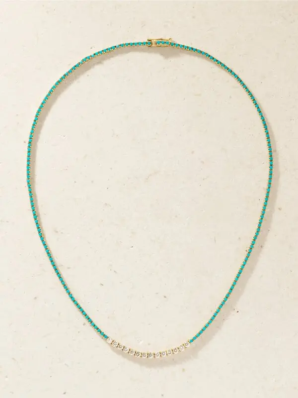 JENNIFER MEYER Small 18-karat Gold, Diamond And Tennis Necklace - Blue