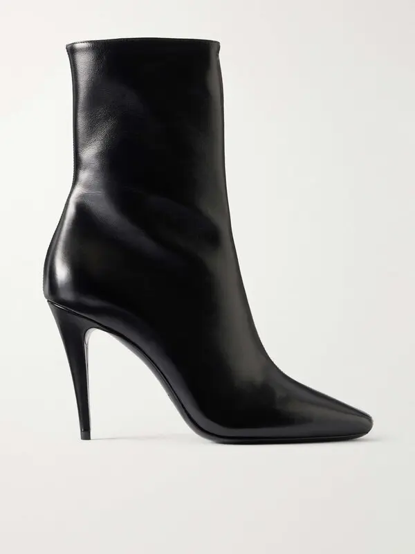 Saint Laurent Capucine 95 Leather Ankle Boots - Black