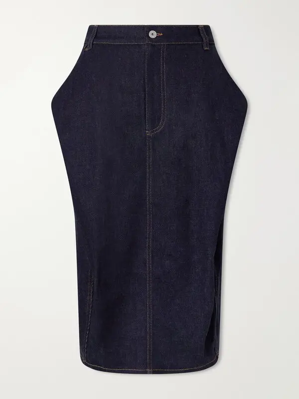 Jacquemus Cubisto De Nimes Cotton-blend Denim Midi Skirt - Blue