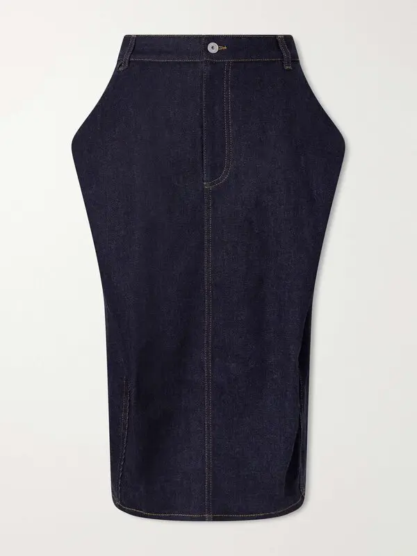 Jacquemus Cubisto De Nimes Cotton-blend Denim Midi Skirt