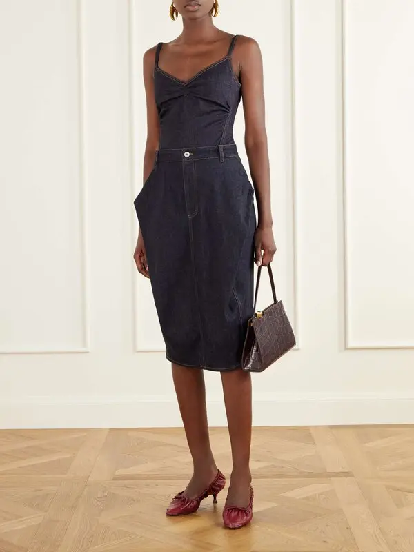 Jacquemus Cubisto De Nimes Cotton-blend Denim Midi Skirt