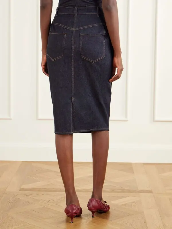 Jacquemus Cubisto De Nimes Cotton-blend Denim Midi Skirt