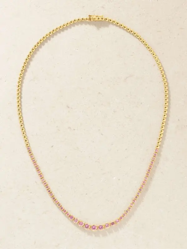 JENNIFER MEYER Small 18-karat Gold Sapphire Tennis Necklace - Pink