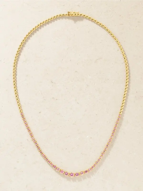 JENNIFER MEYER Small 18-karat Gold Sapphire Tennis Necklace - Pink