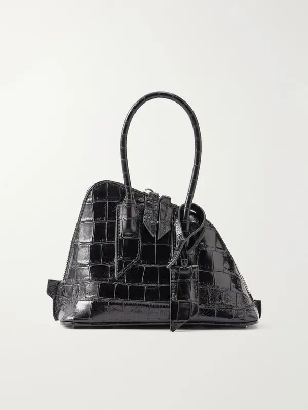 Attico Sant Ambroeus Croc-effect Leather Top-handle Bag - Black
