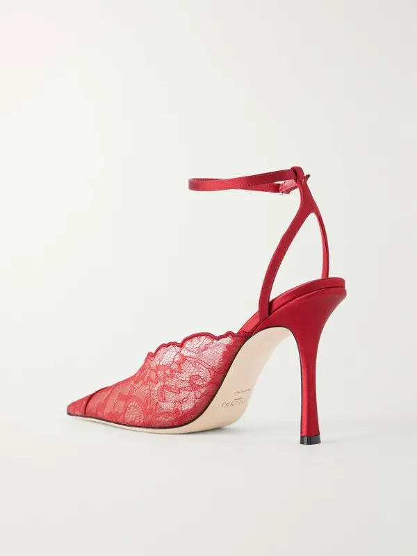 JIMMY CHOO Faiz 100 Scalloped Lace Pumps
