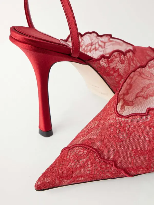 JIMMY CHOO Faiz 100 Scalloped Lace Pumps