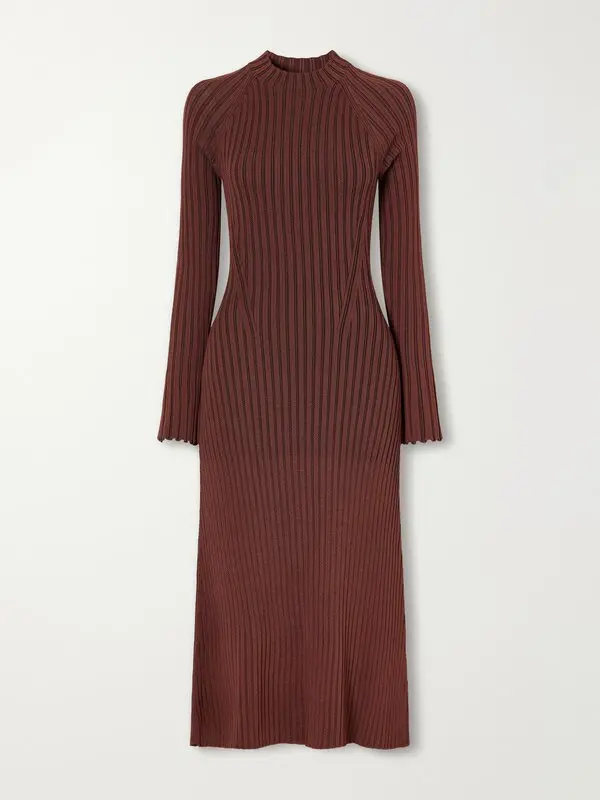 Proenza Schouler Roux Ribbed Midi Dress - Copper