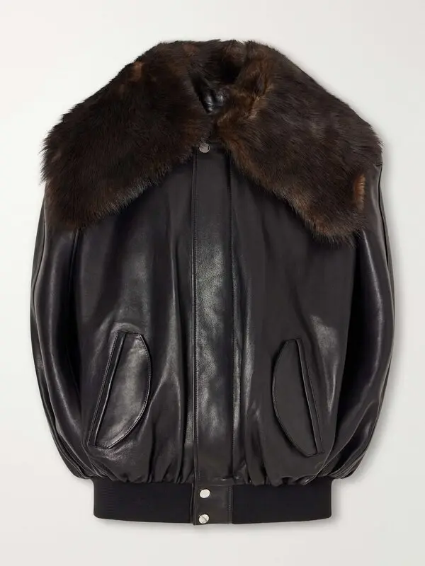 Rabanne Shearling-trimmed Leather Jacket - Black
