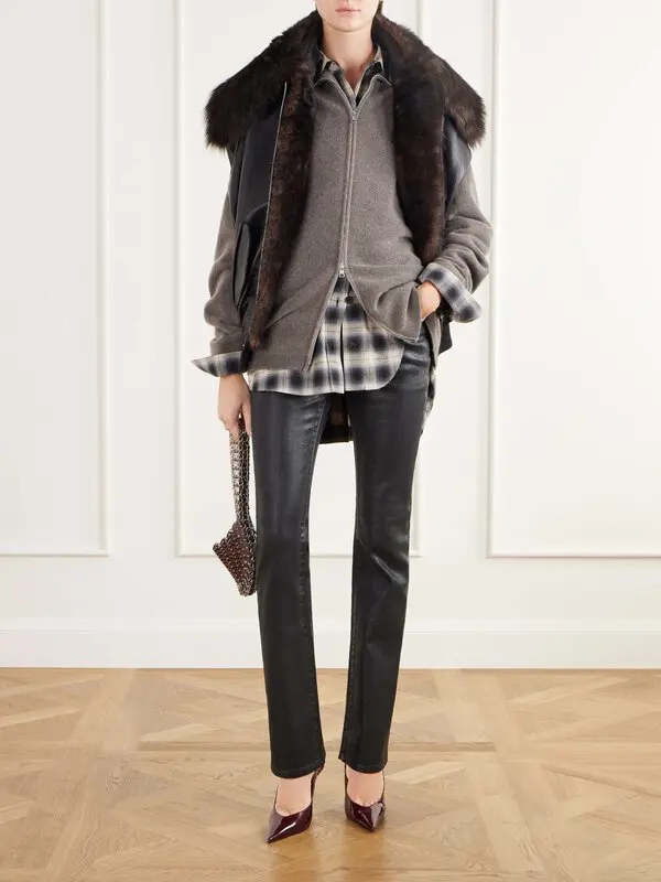 Rabanne Shearling-trimmed Leather Jacket
