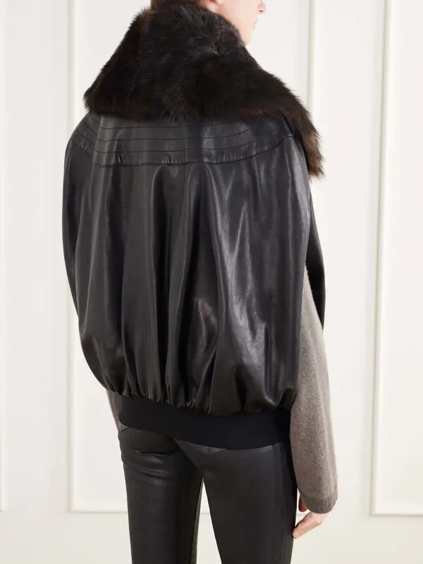 Rabanne Shearling-trimmed Leather Jacket