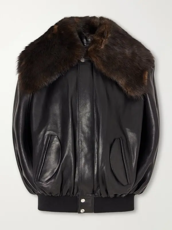 Rabanne Shearling-trimmed Leather Jacket - Black