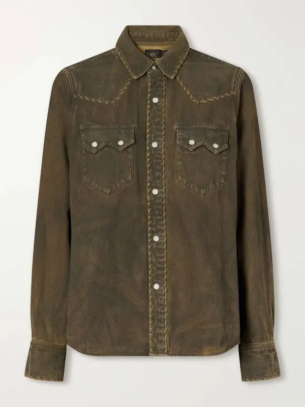 Ralph Lauren Whipstitched Denim Shirt - Brown