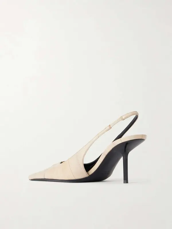 Saint Laurent Babylone 75 Logo-embellished Eel Slingback Pumps