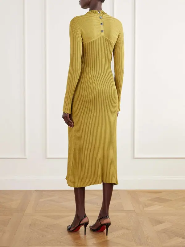 Proenza Schouler Roux Ribbed Midi Dress - Mustard