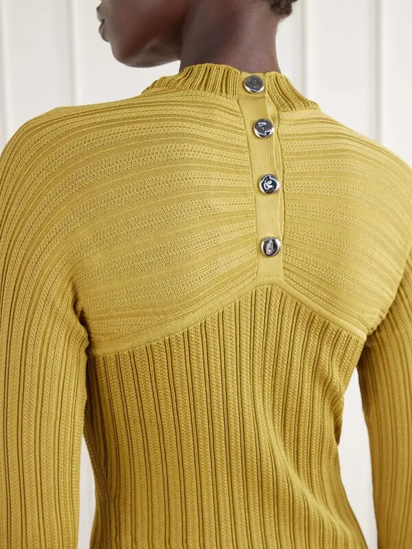 Proenza Schouler Roux Ribbed Midi Dress - Mustard