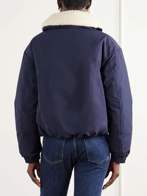 Polo Ralph Lauren Logo-embroidered Cropped Plush-trimmed Shell Down Jacket