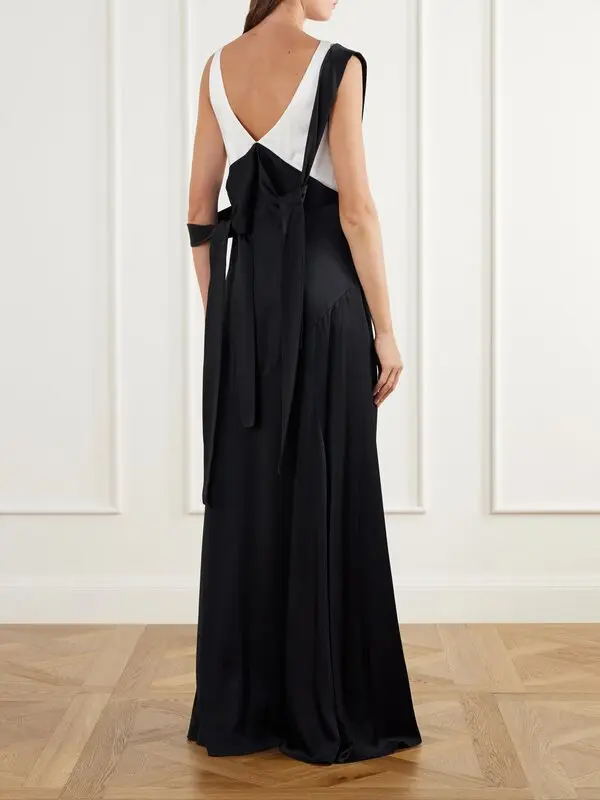 Stella McCartney Two-tone Tie-detailed Satin Gown