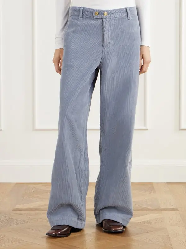 B Sides Cotton-blend Corduroy Wide-leg Pants - Blue