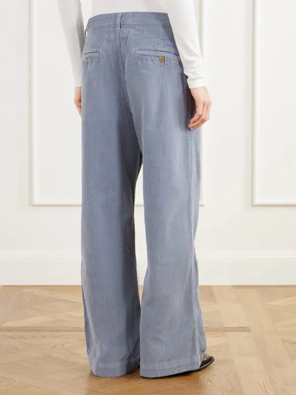 B Sides Cotton-blend Corduroy Wide-leg Pants - Blue