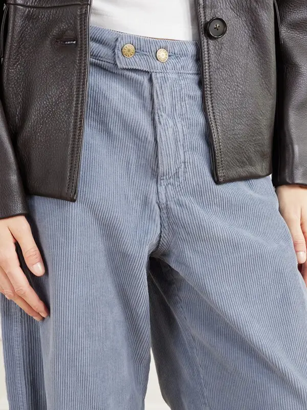 B Sides Cotton-blend Corduroy Wide-leg Pants - Blue