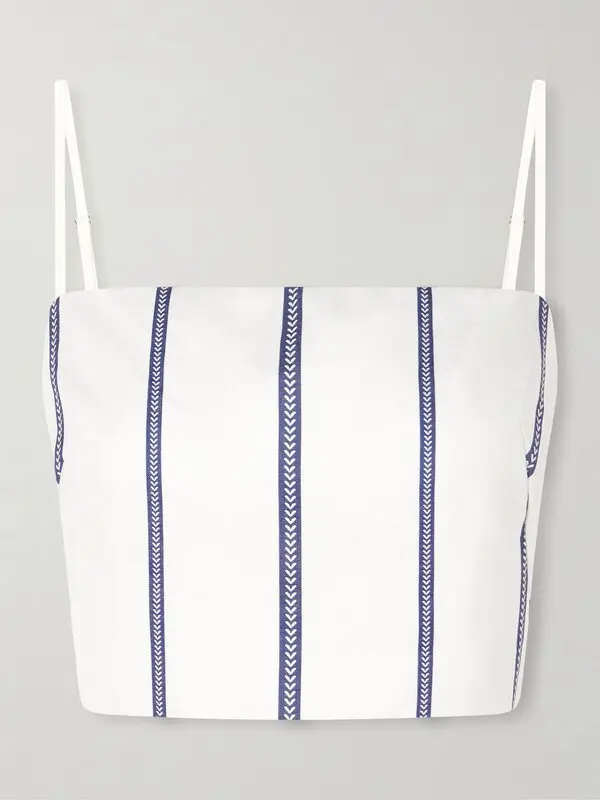 ANDRES OTALORA Tierra Sagrada Cropped Striped Linen-woven Top - Multi