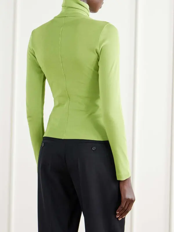 FLORE FLORE Dinah Ribbed Organic Cotton-jersey Turtleneck Top