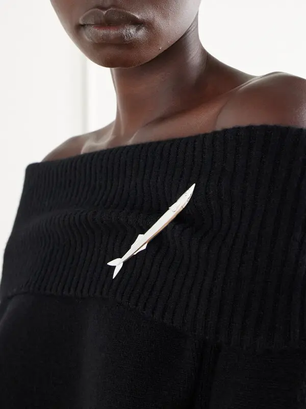 Tory Burch Fish -tone Brooch - Silver