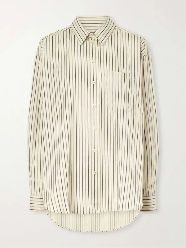 JAMIE HALLER The Essential Striped Cotton-poplin Shirt - Cream