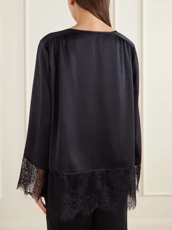 Posse Blake Lace-trimmed Silk-charmeuse Shirt