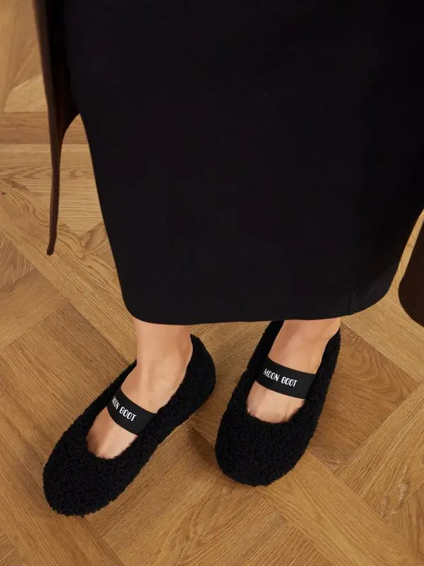 Moon Boot Shearling Ballet Flats - Black