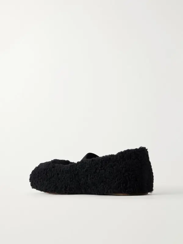 Moon Boot Shearling Ballet Flats - Black
