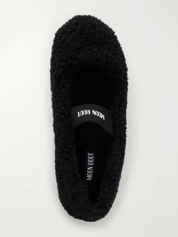 Moon Boot Shearling Ballet Flats - Black
