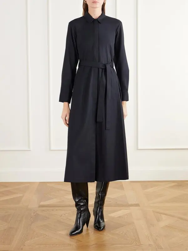 Theory Belted Flannel Midi Dress