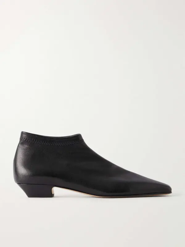 JAMIE HALLER The Stretch Low Paneled Leather Ankle Boots - Black