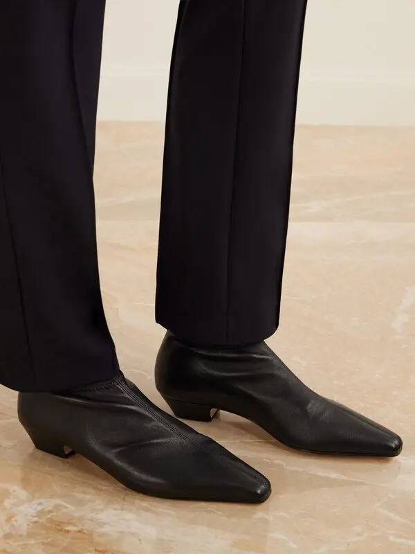 JAMIE HALLER The Stretch Low Paneled Leather Ankle Boots