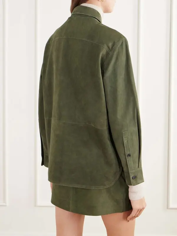 Theory Reece Paneled Suede Shirt