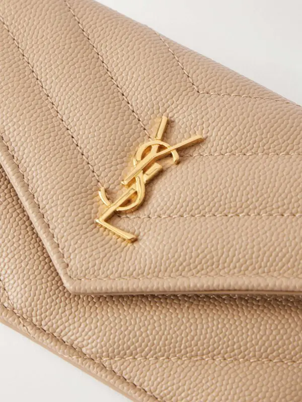 Saint Laurent Cassandre Matelassé Textured-leather Cardholder