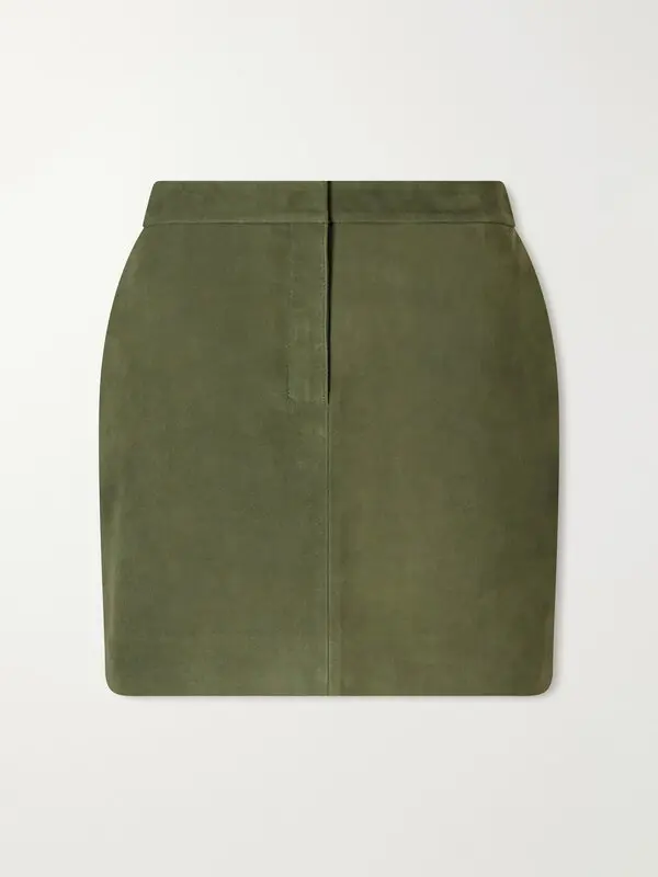 Theory Paneled Suede Mini Skirt - Green