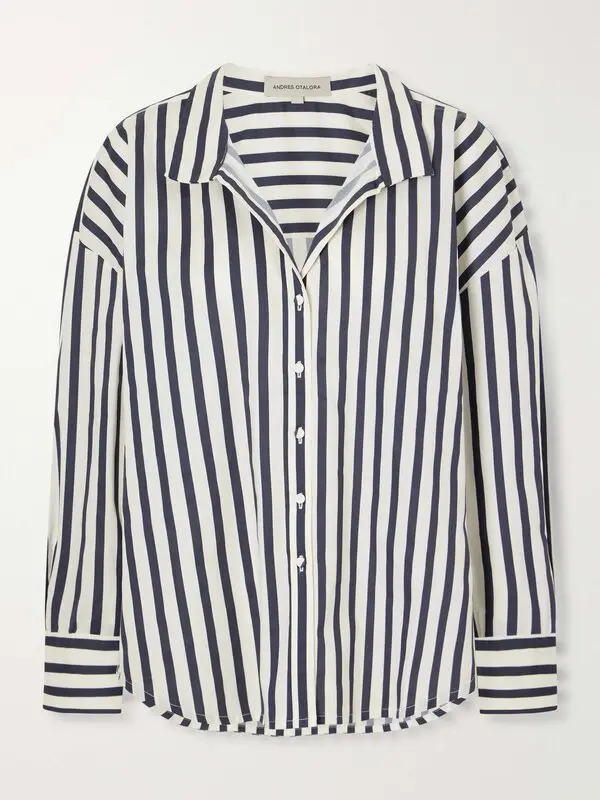 ANDRES OTALORA Un Tej Striped Cotton-poplin Shirt